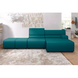 Ecksofa Egoitaliano, B:384cm T:98cm, blau, 100% Polyester. Wasserabweisende Mikrofaser., Wohnzimmer, Sofas, "Babouche, Designsofa mit