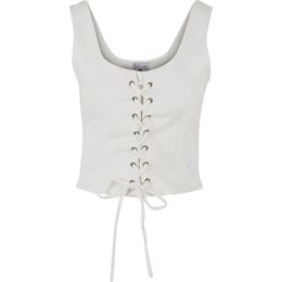 Karl Kani Damen Tanktop "Karl Kani Damen KW241-003-1 Karl Kani KK Og Lace Up Corset Top"sanftes wei&szlig;, Gr. XXS, unifarben, 98% Baumwolle, 2% Elasthan,