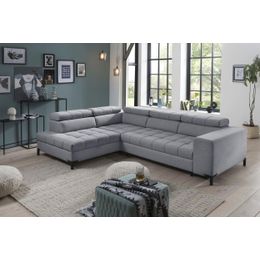Ecksofa, B:276cm H:75cm T:203cm, silber, exxpo - SOFA FASHION, 100% PES, Wohnzimmer, Sofas, "Bocco, hochwertige Verarbeitung, toller Sitzkomfort,