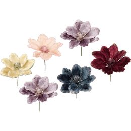Kunstblume I.GE.A., B:18cm H:19cm L:18cm, bunt, Obermaterial: 95% Polyester, 5% Kunststoff, Kunstpflanzen, "Magnolie", Kunstblume, Dekoblume, 6er Set