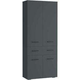 Hochschrank Inosign, B:76cm H:180cm T:35cm, grau, Spanplatte, Badezimmer, Schr&auml;nke, "Skara", mit drei variablen Einlegeb&ouml;den