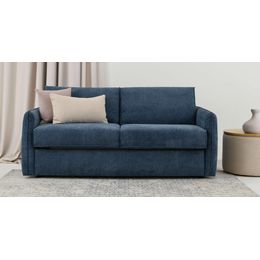 Schlafsofa Home Affaire, B:169cm H:90cm T:97cm, blau, 100% Polyester, Wohnzimmer, Sofas, "Bergamons", 2-Sitzer, mit Dauerschlaffunktion, inkl.