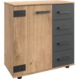 Kombikommode wimex, B:81cm H:83cm T:41cm, grau, Holzwerkstoff, Schlafzimmer, Sideboards, "Stockholm, Schrank Made in Germany", rustikale Optik