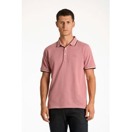 LINDBERGH Herren Poloshirt, rosa, Gr. S, unifarben, Piqu&eacute;, Obermaterial: 100% Baumwolle, Shirts, mit Logo-Stickerei und abgesetzten B&uuml;ndchen