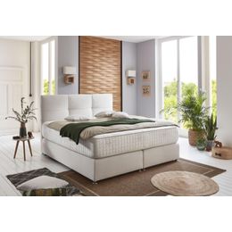 Boxspringbett GR&Uuml;NE BETTEN, B:180cm L:207cm, beige, Bezug Bett: Strukturstoff (100% Polyester);Bezug Matratzenspiegel: Jersey antiallergisch