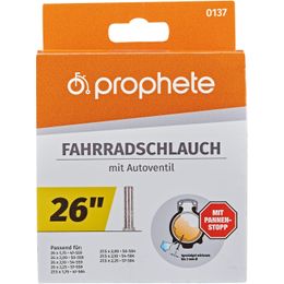 Prophete Fahrradschlauch "Fahrradschlauch", 48mm, Autoventil (AV), 26 Zoll (66,04cm), schwarz, Fahrradschl&auml;uche