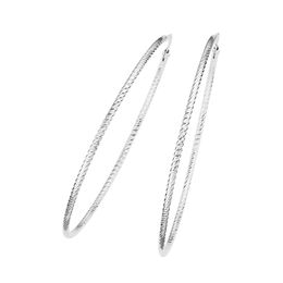 Smart Jewel Damen Paar Creolen "gerieft und diamantiert, Silber 925", Silber 925 (Sterlingsilber), silber, Silber 925 (Sterlingsilber), Ohrringe