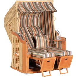 SUNNYSMART Strandkorb "Rustikal 250 Plus", beige, B:125cm H:160cm T:90cm, Strandk&ouml;rbe, 2-Sitzer, komplett montiert, Oberkorb in einem St&uuml;ck geflochten