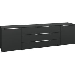 borchardt M&ouml;bel Sideboard BORCHARDT M&Ouml;BEL, B:200cm H:53cm T:35cm, schwarz, Wohnzimmer, Sideboards, "Oliva", Breite 166 oder 200 cm