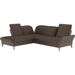 Sit & More Ecksofa SIT & MORE, B:288cm H:88cm T:242cm, braun, 100% Polyester, Wohnzimmer, Sofas, "Leandro L-Form", Wahlweise mit Bett-, Kopfteil - und