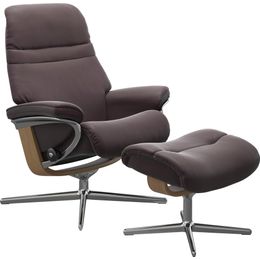 stressless "Sunrise" Set, Relaxsessel mit Hocker, mit Hocker, mit Cross Base, Gr&ouml;&szlig;e S, M & L, Holzakzent Eiche
