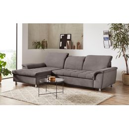 Ecksofa DOMO collection, B:279cm H:81cm T:170cm, grau, Wohnzimmer, Sofas, "Franzi, zeitlos und elegant, moderne Sitzheftung, L-Form", wahlweise mit