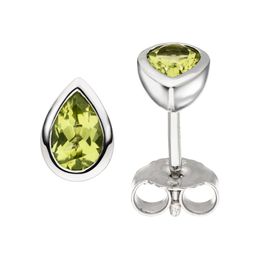 Jobo Damen Paar Ohrstecker, Wei&szlig;gold 585, wei&szlig;, Wei&szlig;gold 585, Ohrringe, 585 Wei&szlig;gold mit Peridot-Tropfen
