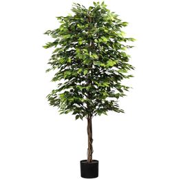 Kunstpflanze Creativ green, H:210cm, gr&uuml;n, Kunststoff, Kunstpflanzen, "Ficus benjamini", mit Naturstamm