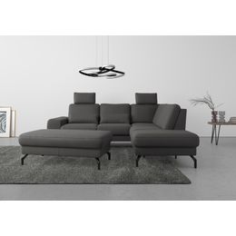 Sit & More Ecksofa SIT & MORE, B:260cm H:91cm T:226cm, grau, Wohnzimmer, Sofas, "Cinturo L-Form", inklusive Sitztiefenverstellung und Federkern, Sitzh&ouml;he 48 cm