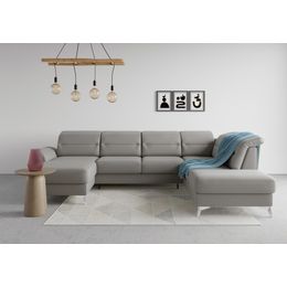 Sit & More Wohnlandschaft SIT & MORE, B:326cm H:85cm T:220cm, grau, 100% Polyester, Sofas, "Sinatra U-Form", optional mit Kopfteilverstellung und