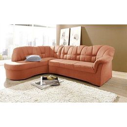 Ecksofa DOMO collection, B:241cm H:84cm T:178cm, orange, Kunstleder SOFTLUX;Luxus-Microfaser (100% Polyester);Struktur ( 90% Polyester, 10%