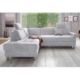 Sit & More Ecksofa SIT & MORE, B:233cm H:78cm T:196cm, silber, Struktur fein (100% Polyester);Struktur (100% Polyester), Wohnzimmer, Sofas, "Pablo L-Form",