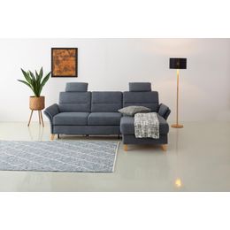 Ecksofa Home Affaire, B:252cm H:90cm T:162cm, blau, 100% Polyester, Wohnzimmer, Sofas, "Westerland L-Form", Federkern-Polsterung, wahlweise mit
