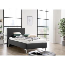 Polsterbett Maintal, B:118cm H:102cm L:210cm, grau, Betten, Bettseiten zerlegt, ohne Bettkasten