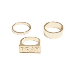MisterTee Damen Ring-Set "MisterTee Unisex Pray Ring Set", S/M, Kupfer Zink, gold, Kupfer, Zink, Fingerringe