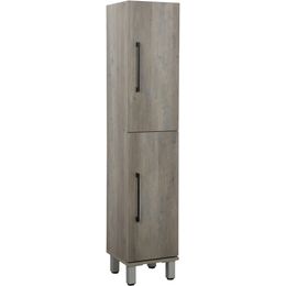 Hochschrank Welltime, B:30cm H:150cm T:30cm, grau, MDF, Badezimmer, Schr&auml;nke, "Florenz", Breite 30cm,Badezimmerschrank,Badschrank,2 T&uuml;ren