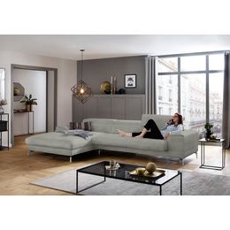 Ecksofa W.Schillig, B:343cm H:70cm T:193cm, grau, Chenille-Flachgewebe R66 (85% Polyester, 15% Nylon), Wohnzimmer, Sofas, "piedroo, Designsofa mit
