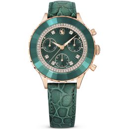 Swarovski Damen Chronograph "OCTEA CHRONO", gr&uuml;n, Armbanduhren, Armbanduhr, Quarzuhr, Damenuhr, Swarovski-Kristalle, Swiss Made