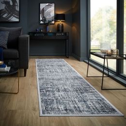 Teppich FLAIR RUGS, B:80cm H:8mm L:300cm, blau, Kunstfaser, Wohnzimmer, Teppiche, "Eris Trace", Glanzeffekt Teppich