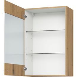 Glash&auml;ngeschrank KOCHSTATION, B:60cm H:90cm T:35cm, braun, K&uuml;che, Schr&auml;nke, "KS-Trea OG60-90", inklusive zwei Glaseinlegeb&ouml;den, Breite 60 cm, H&ouml;he 90