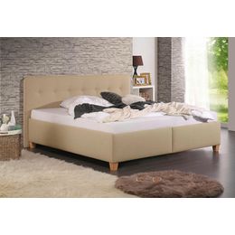 Polsterbett Maintal, B:113cm H:102cm L:207cm, beige, Struktur fein (100% Polyester), Betten, "Mison", mit oder ohne Matratze Bonell-, Kaltschaum-,