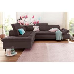 Sit & More Ecksofa SIT & MORE, B:275cm H:89cm T:217cm, braun, Kunstleder SOFTLUX;Luxus-Microfaser ALTARA NUBUCK (100% Polyester);Struktur (100% Polyester),