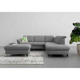 Sit & More Ecksofa SIT & MORE, B:261cm T:224cm, grau, 98% Polyester, 2% Polyamid, Wohnzimmer, Sofas, "Maggiore L-Form", wahlweise mit Kopfteilverstellung,