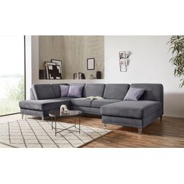 Sit & More Wohnlandschaft SIT & MORE, B:319cm H:89cm T:190cm, grau, Sofas, "Clio U-Form", wahlweise mit Bettfunktion und Bettkasten, inklusive Federkern