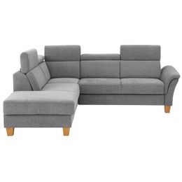 Ecksofa Home Affaire, B:247cm H:84cm T:217cm, grau, 100% Polyester, Wohnzimmer, Sofas, "Conville L-Form", Federkern, wahlweise mit Bettfunktion und