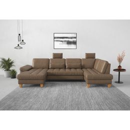 Sit & More Wohnlandschaft SIT & MORE, B:338cm H:88cm T:172cm, braun, 100% Polyester, Sofas, "Westham U-Form", wahlweise mit Bettfunktion, Bettkasten,