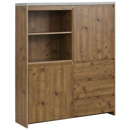 Highboard OTTO HOME, B:125cm H:140cm T:35cm, beige, Wohnzimmer, Sideboards, "Maribo", Stauraumschrank im modernen Landhaus-Stil, Breite 125 cm