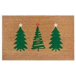 Fu&szlig;matte Hanse Home, B:75cm H:15mm L:45cm, braun, Kokos, Au&szlig;enbereich, Teppiche, "Mix Mats Kokos Decorated Pine Trees, T&uuml;rmatte", Weihnachten,