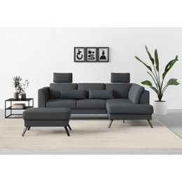 Sit & More Ecksofa SIT & MORE, B:254cm H:88cm T:188cm, grau, Wohnzimmer, Sofas, "Lindholm L-Form", mit Sitztiefenverstellung und Federkern