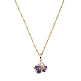 Diamonds by Ellen K. Damen Kette mit Anh&auml;nger "Gold 375 mit echtem Amethyst + Zirkonia", 43cm, Gold, L: 43 B: 10mm, gelb, FASCINATION BY ELLEN K., Gold, B:10mm, Halsketten
