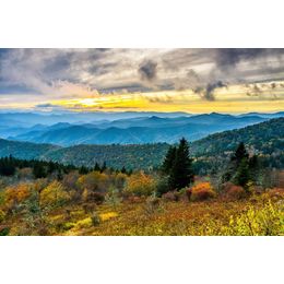 papermoon Fototapete "Herbst Sonnenuntergang Cowee Mountain", B/L: 5m x 2,8m, Bahnen: 10 Stk., bunt, Schlafzimmer, Tapeten