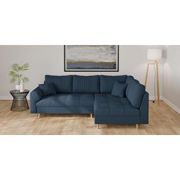 Ecksofa Home Affaire, B:231cm H:81cm T:161cm, blau, 100% Polyester, Wohnzimmer, Sofas, "CHARRE L-Form mit Ottomane, Ma&szlig;e B/T/H: 231/161/81 cm", feine