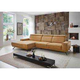 Ecksofa DIE PLANBAR, B:335cm H:89cm T:188cm, gelb, Wohnzimmer, Sofas, "PN-EM22041 L-Form", wahlweise motorisches Canape oder Sitztiefenverstellung