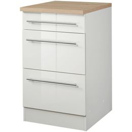 Unterschrank KOCHSTATION, B:50cm H:85cm T:60cm, wei&szlig;, Holzwerkstoff, MDF, K&uuml;che, Schr&auml;nke, "KS-Wien", Breite 50 cm, mit 1 Schubkasten und 2 Ausz&uuml;gen