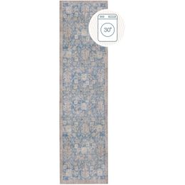 Teppich FLAIR RUGS, B:60cm H:4mm L:230cm, blau, Kunstfaser, Wohnzimmer, Teppiche, "Orelia", Waschbarer Traditioneller Teppich