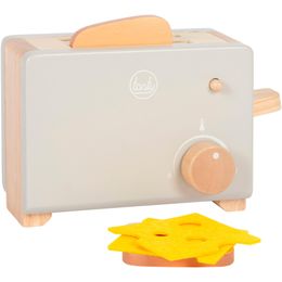 Small Foot Kinder Kinder-Toaster "Toaster-Set, grau tasty", grau, Holz, B:20cm H:7,5cm T:12cm, Spielzeug-Haushaltsger&auml;te