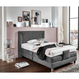 Boxbett, B:134cm L:214cm, grau, Westfalia Schlafkomfort, Bezug der Obermatratze: 100% Polyester, abnehmbar und waschbar bis 60C;Box und Kopfteil:
