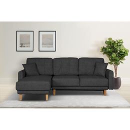 Ecksofa Home Affaire, B:234cm H:89cm T:164cm, schwarz, 100% Polyester, Wohnzimmer, Sofas, "TRIPLO optionale Schlafsofa mit Bettkasten, Ma&szlig;e B/T/H: