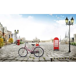 papermoon Fototapete "Stadt, Fahrrad", B/L: 3,5m x 2,6m, Bahnen: 7 Stk., bunt, Schlafzimmer, Tapeten