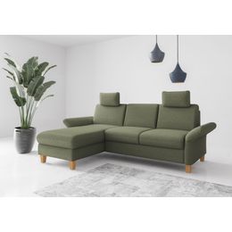 Ecksofa Home Affaire, B:251cm H:90cm T:164cm, gr&uuml;n, 95% Polyester 5% Polyamid, Wohnzimmer, Sofas, "Rochelle, L-Form", wahlweise mit
